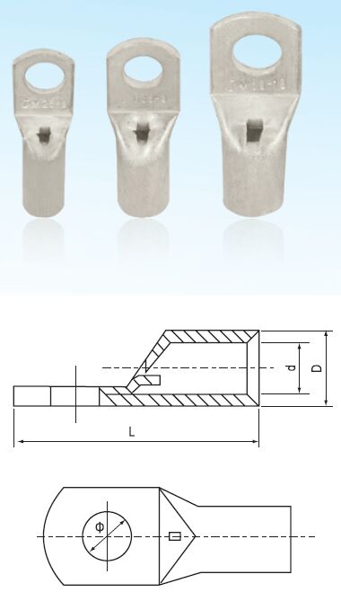 Round Hole Copper Cable Lugs Diameter 6 8 10mm Crimping Terminal Lugs