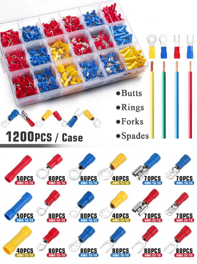 1200 Pcs Electrical Connector Kit Automotive Multi Color Assortment Kit