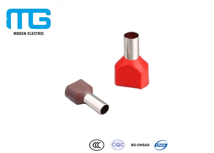 Red Nylon Insulated Wire Terminals / Twin Cord End Terminals